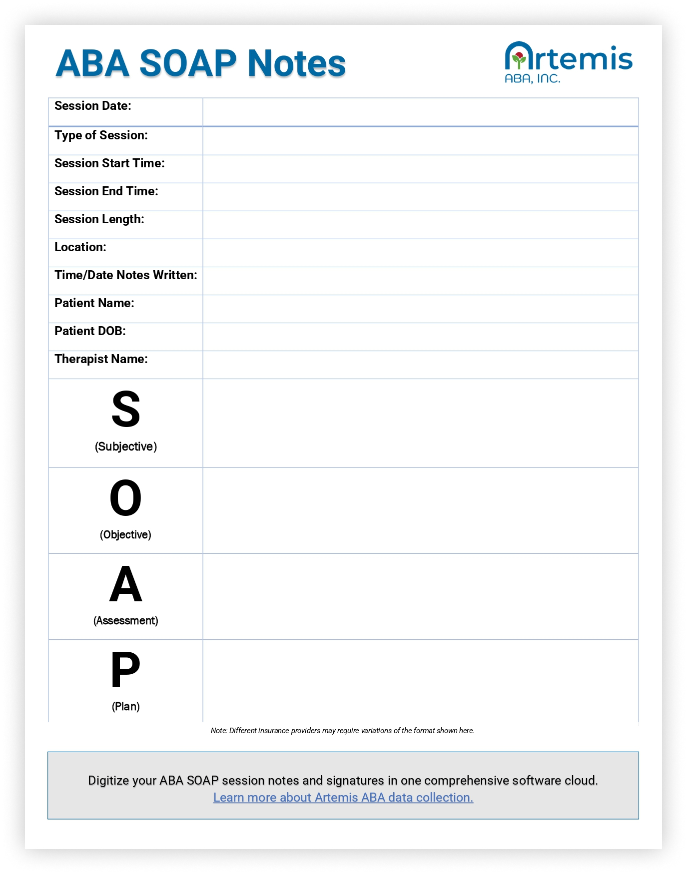 Bcba Session Notes Template Printable Word Searches